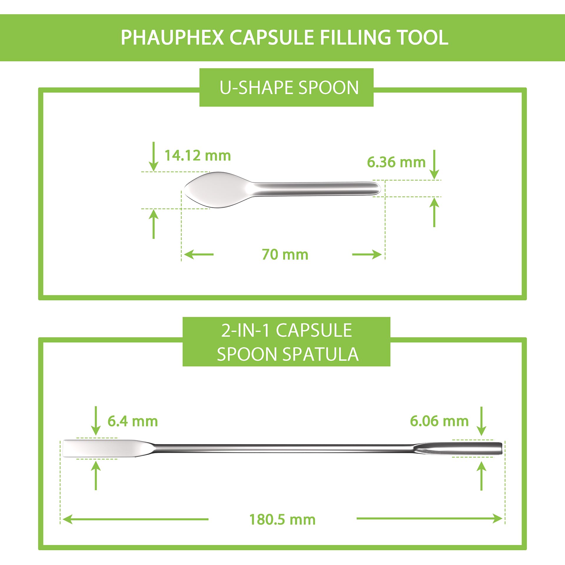 10 PCS Capsule Filling Tool Kit for Pill Filler - Lab Scoops 000# 00# 0# 1# 2# Lab Spoons Tool Suitable for Medication, Supplements, Turmeric Powder Capsules