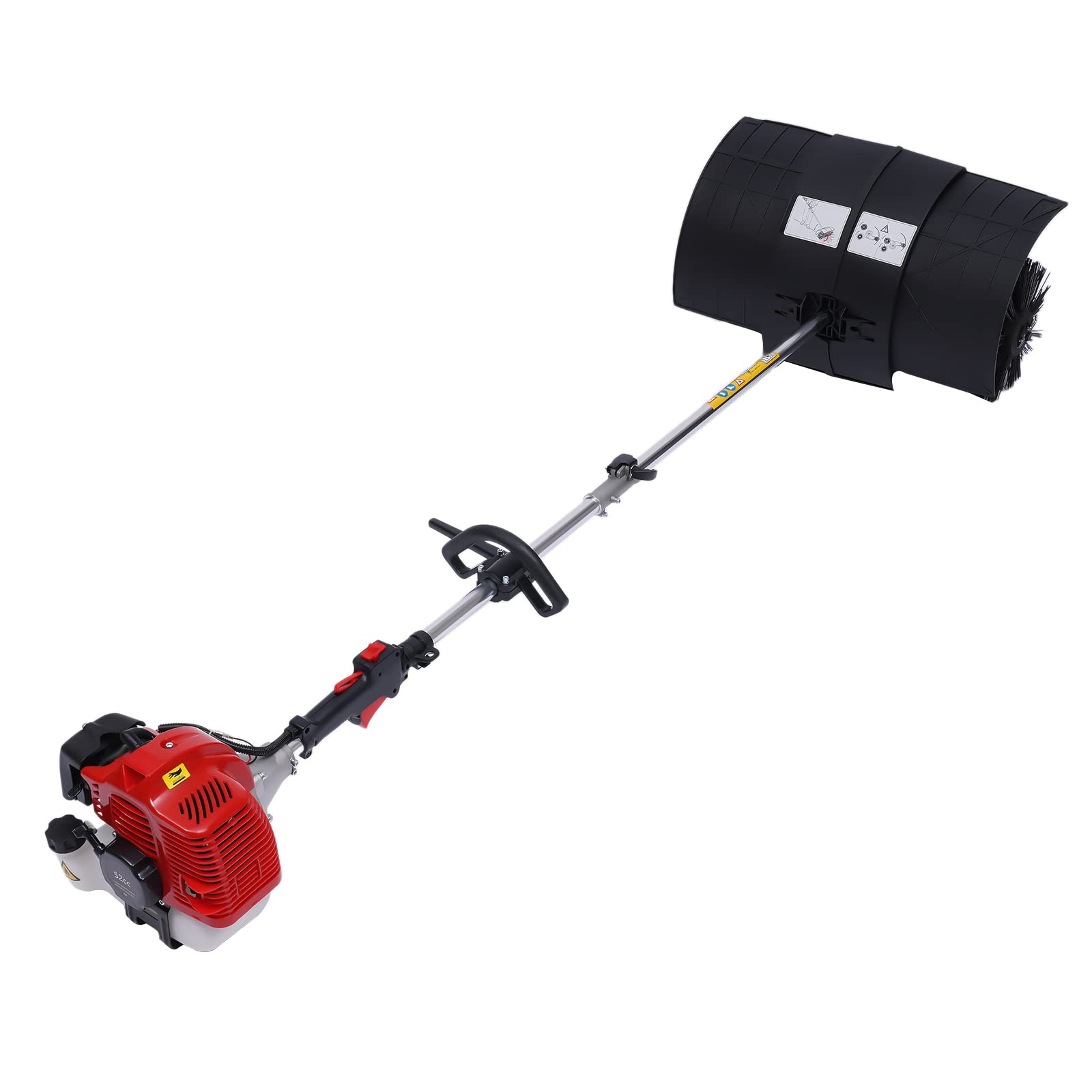 2-Stroke 52CC Handheld Sweeper Engine Power Sweeping Broom Artificial Grass Brush Power Broom Powerful Brush Lawn Sweeper 23" Brush Head Length Cleaner Tools