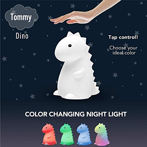 Adorable Multicolor Changing Integrated LED Rechargeable Silicone Night Light for Baby and Kids Rooms (Tommy The Dinosaur)