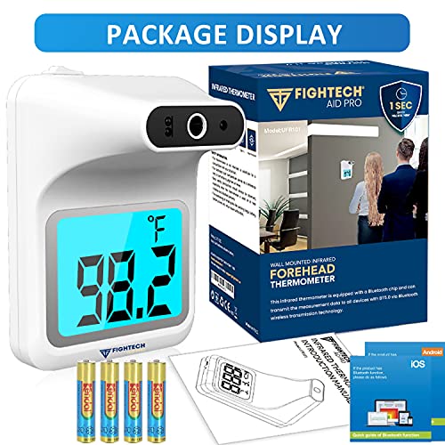 2024 Wall Thermometer with Stand | Infrared Forehead Wall Mounted Thermometer with Tripod |Bluetooth Non-Contact Instant Reading Digital Temperature Detector | Batteries Included (Matte White)