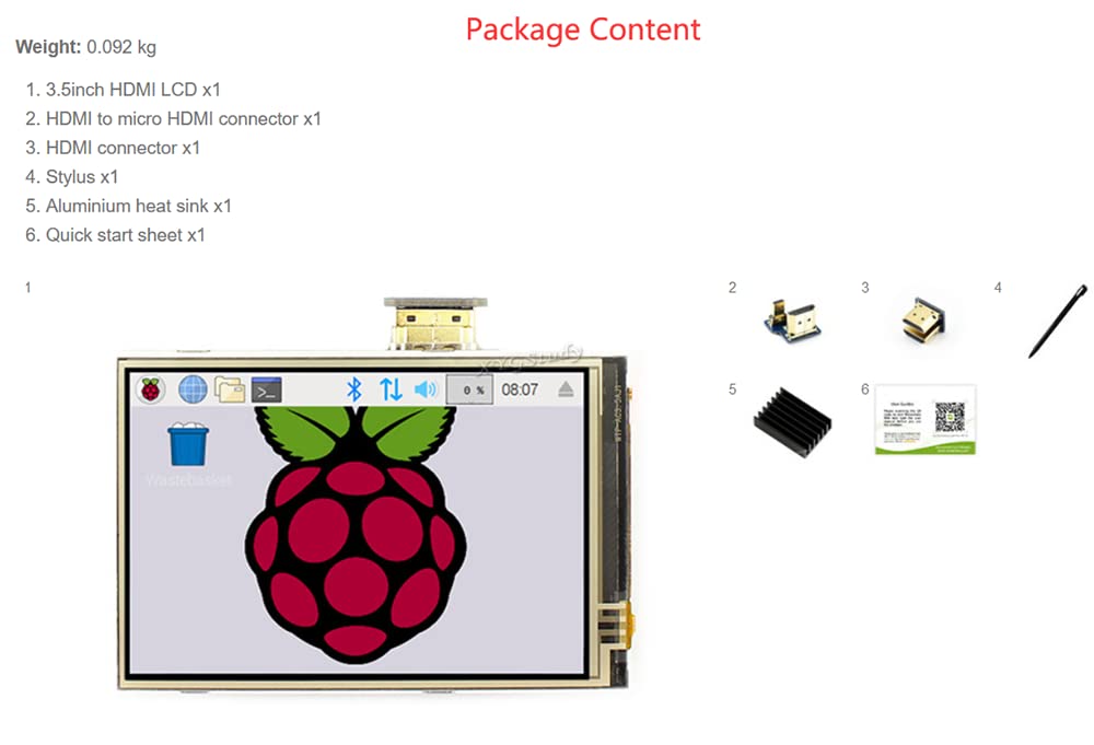3.5inch Resistive Touch LCD HDMI Interface IPS Screen Display Resolution 480x320 for Raspberry Pi 4 3 2 Model B B+ A+ Raspbian Video Photo Supports Windows 11/10 / 8.1/8 / 7 @XYGStudy