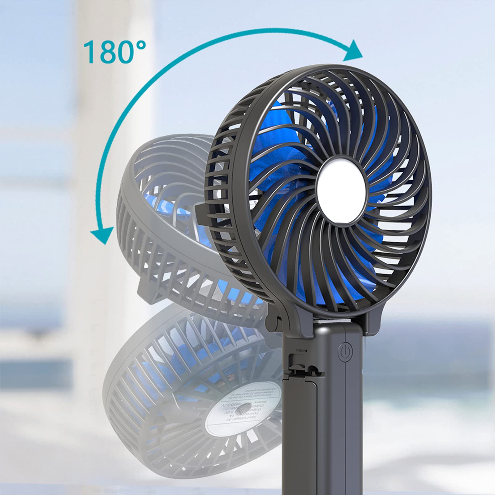 2-PACK Portable Handheld Fan,USB Rechargeable Fan with 2200mAh Battery Operated, Mini Hand Held Fans 3 Speeds Adjustable, 180° Rotation Foldable Personal Desk Fan for Home Office Desktop and Travel