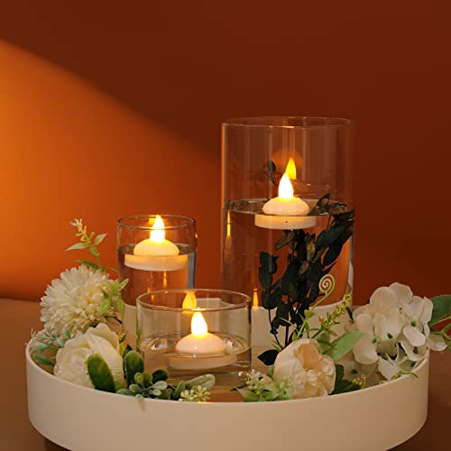 12 Pack Waterproof Flameless Floating Tealights, Christmas Battery tealights, Battery Operated Flickering Floating Tea Lights Candles in Warm Yellow for Wedding, Party, Bath, Hot Tub, Spa, Pool, Pond