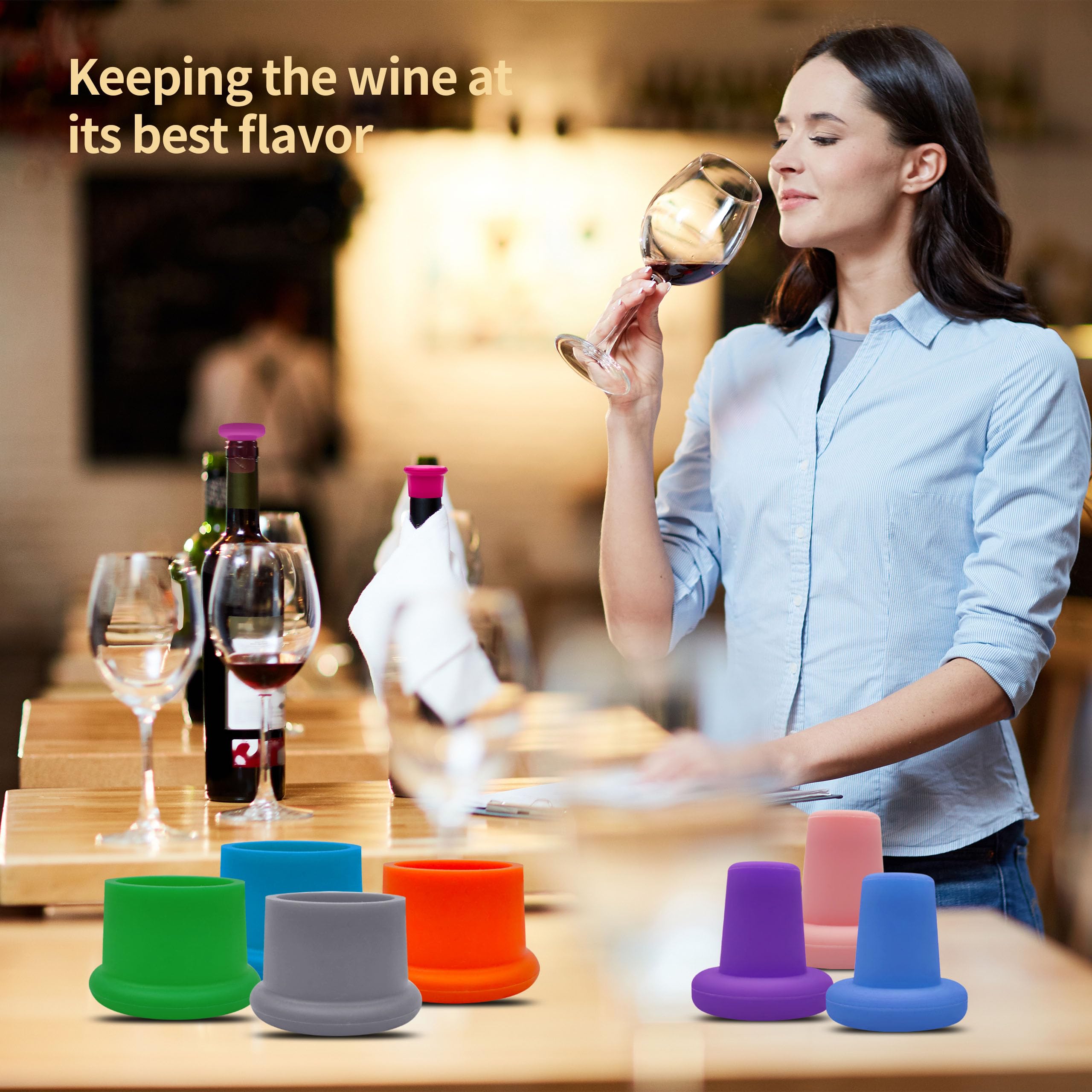 10 PCS Silicone Wine Stoppers, Reusable Beer Wine Corks, Sparkling Bottle Stopper, Wine Bottle Caps,Glass Corks Beverages Beer Champagne Bottles for Corks to Keep Wine Storage Fresh Tools