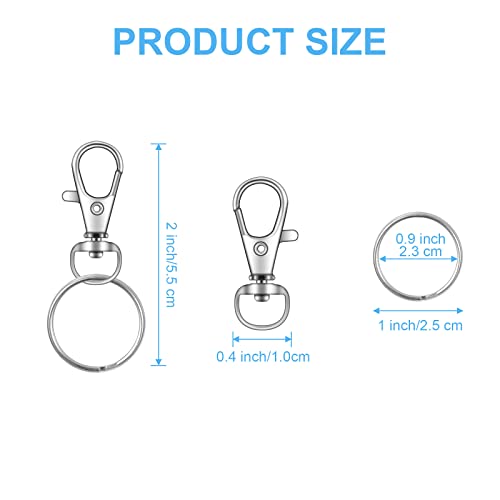 104PCS Swivel Snap Hooks with Key Rings, Metal Lobster Claw Clasp, Keychain Rings for Crafts 1.25inch/32mm