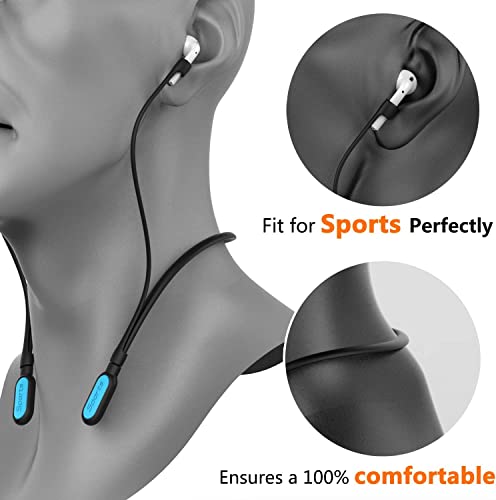 2pcs Silicone Neckband Compatible with Airpods Pro Strap, ROMSEA Anti-Lost Neck Straps Cable Cord Holder Compatible for Apple Airpods pro 2, 3, Pro, 2 & 1 Sports Wire Tether Connector