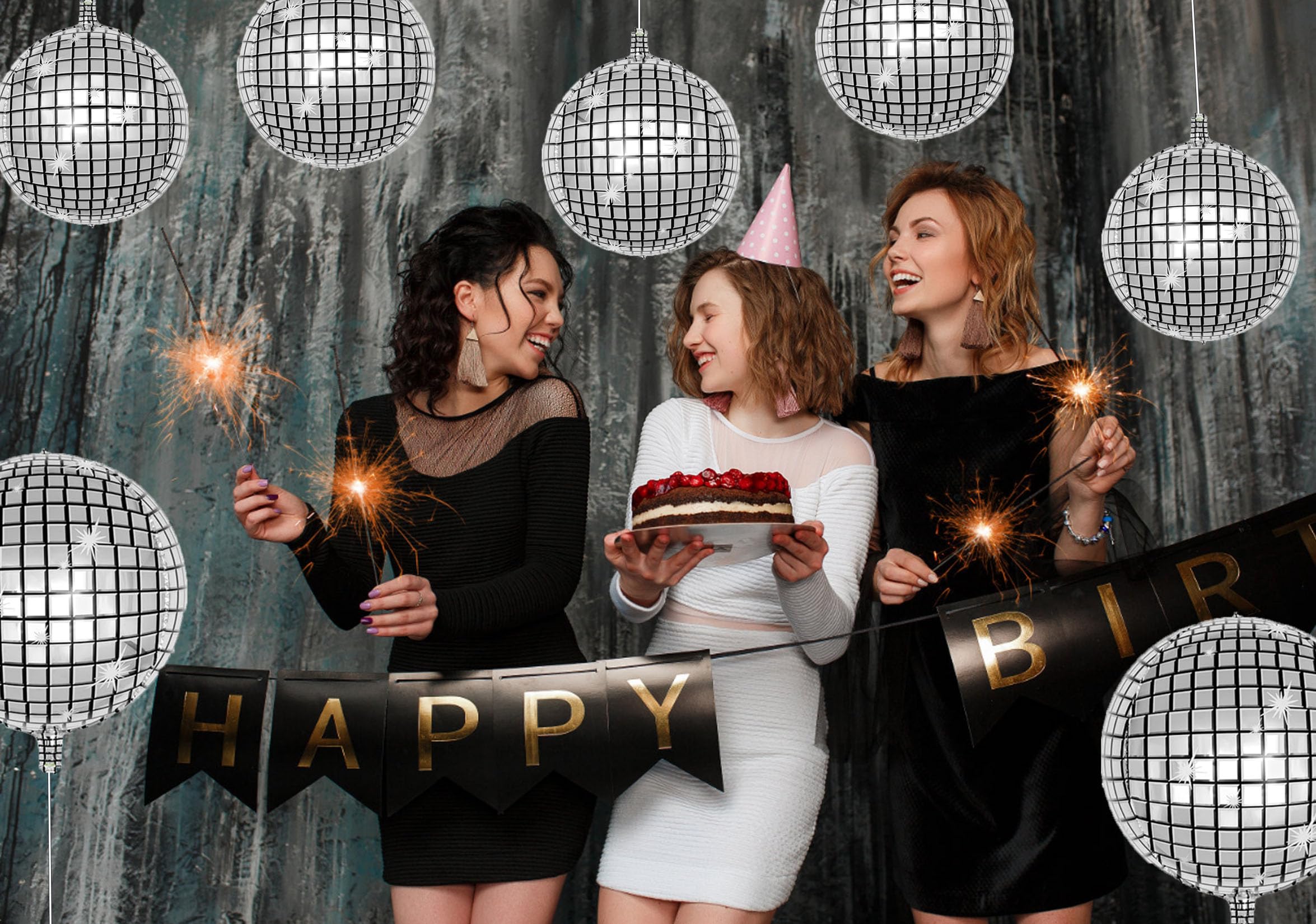 10 PCS Silver Disco Balloon 4D Round Balloon 70s 80s 90s Theme Disco Balloon Decorations Bachelorette Party Birthday Party Supplies