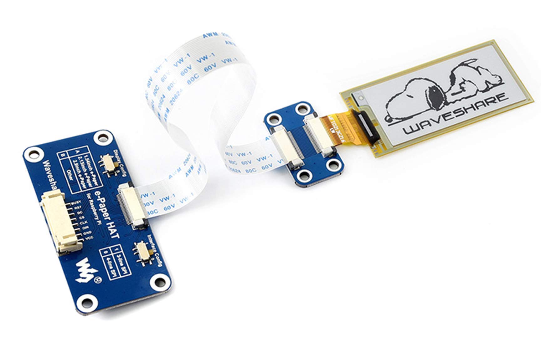 2.13inch Flexible E-Ink Display HAT for Raspberry Pi 4B/3B+/3B/2B/Zero/Zero W/WH and Jetson Nano,212X104 Pixel White Black Two Color Display Section Bendable SPI Interface Support Partial Refresh