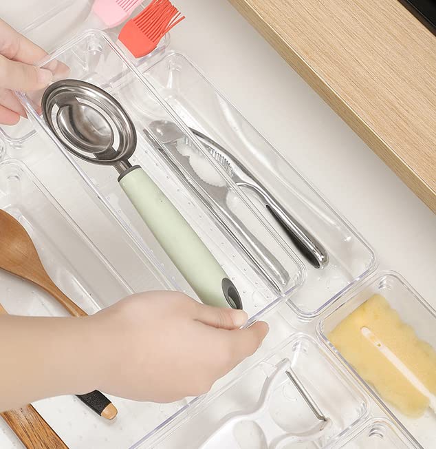 12 Piece Pantry Organization and Storage Bins - Seitop 2 Large Food Storage Organizer & 10 Pcs Clear Drawer Organizers, Removable Dividers Plastic Snack Organizer for Fridge Kitchen Cabinet
