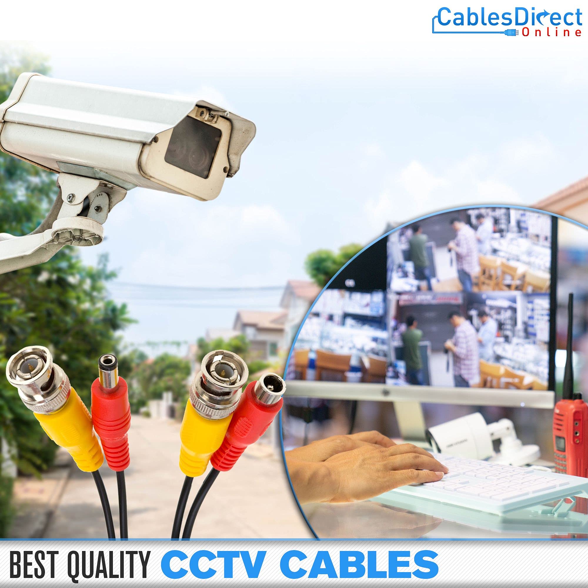 10FT Black Premade BNC Video Power Cable Extension Wire for CCTV, Security Camera, DVR, Surveillance System, All in One Plug & Play Cord