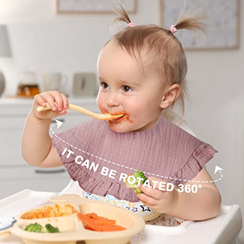 12 Pcs 360° Rotate Muslin Bibs Teething Absorbent Drool Bibs 4 Layers Adjustable Snap Cotton Newborn Bandana Bibs Suitable for over 6 Months