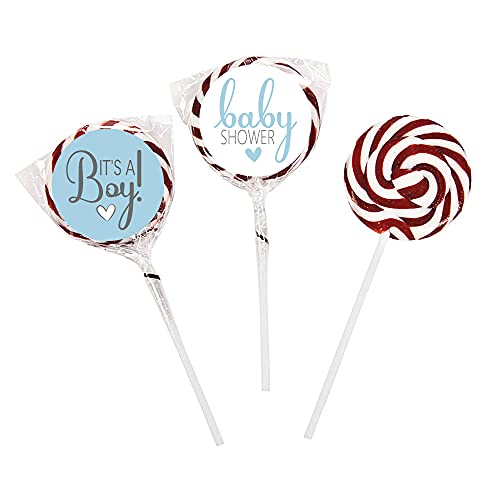 270 PCS Blue Baby Shower Stickers, 6 Design Self Adhesive Circle Label Stickers, Baby Shower Envelope Seals Candy Stickers,Baby Shower Party Chocolate Stickers,Candy Stickers.(015)