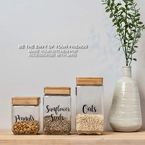 106 Pantry Labels Stickers by 7 Ruby Road for Kitchen Organization and Storage. Clear Water Resistant, Farmhouse Cursive Script for Food Canisters, Containers, Mason Jars for flour, sugar, coffee