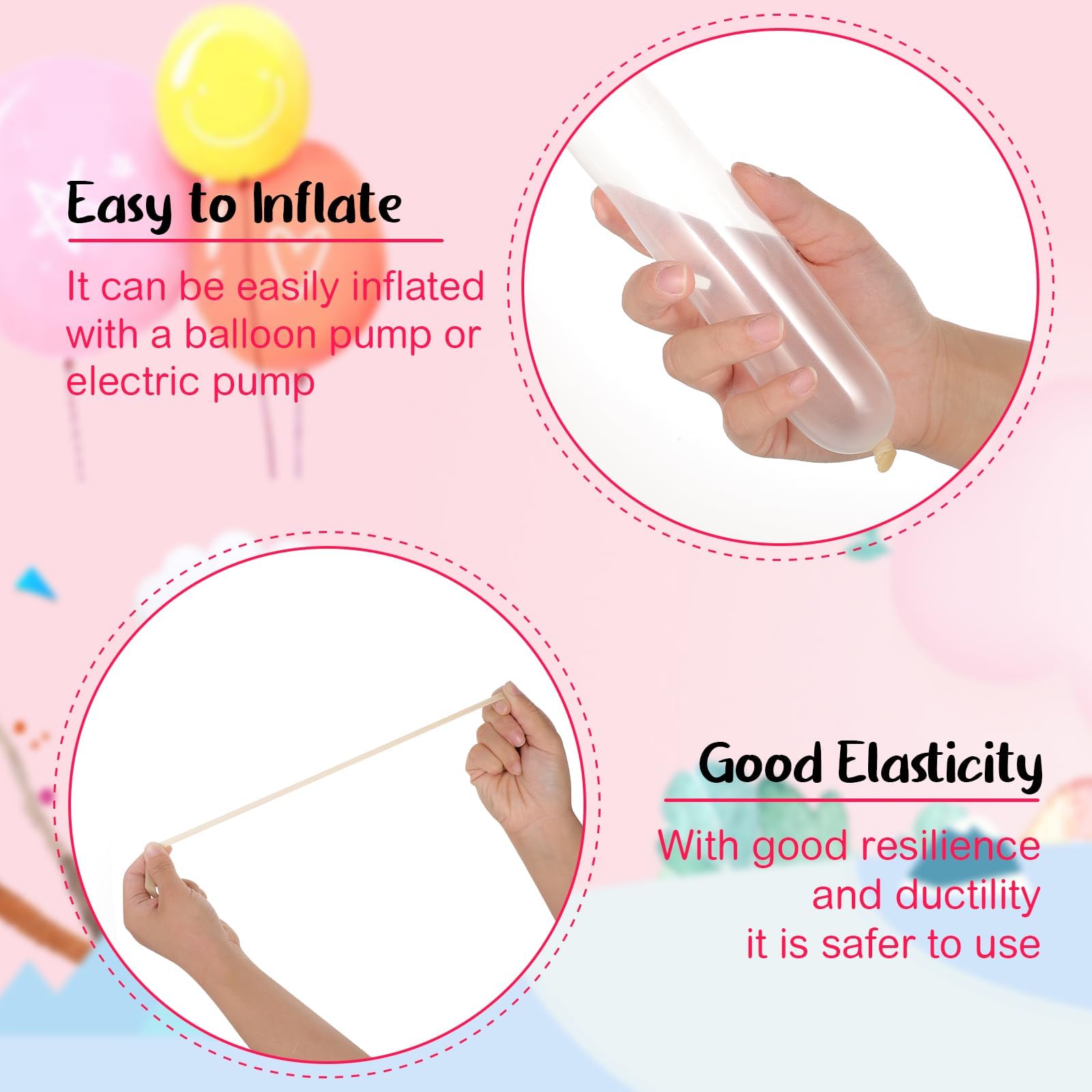 100Pcs 260 Balloons Clear Long Balloons for Balloon, Premium Quality Latex Twisting Balloons for Animals Modeling Christmas Birthday Wedding Party Decorations)