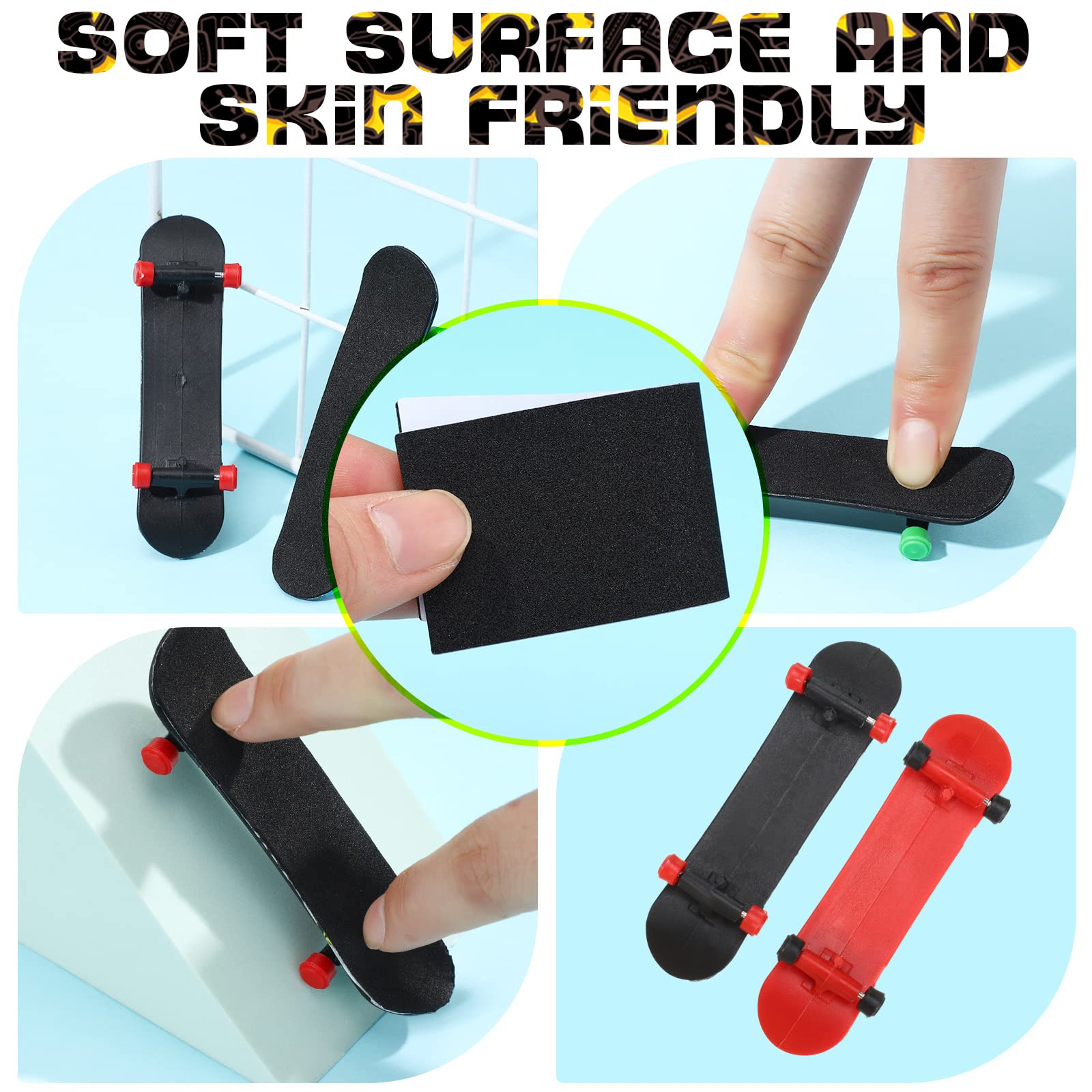 100 Pcs Fingerboard Foam Grip Tape Black Fingerboard Grip Tape 110 mm x 36 mm Fingerboard Deck Grip Tape Fingerboard Stickers Skateboard Foam Grip Tape for Fingerboards