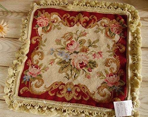 16" Home D�cor Pillow French Country Chic Shabby Handmade Needlepoint Pillow Cover