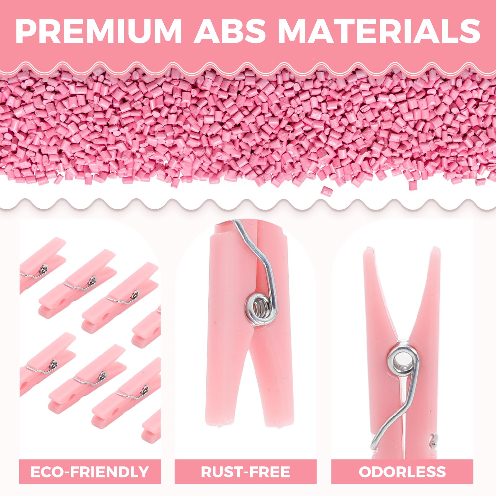100PCS Baby Shower Clothespins Games Girl Plastic Clothes Pin with Waterproof Bag Mini Pink Pin Bulk 1.37 inch for Party Decorations, DIY Crafts