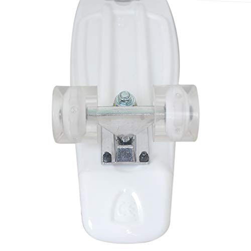 ANNEE 22 Inch Skateboard Complete Mini Cruiser Retro Skateboard with Colorful Light up Wheels for Kids Boys Youths Teens Adults (White, 22 Inch)