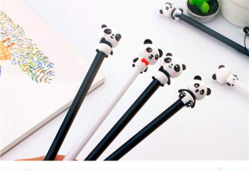 12pcs 0.5mm Cute Kawaii Animal Panda Pens Black Ink Gel Pens Fine Point Roller Pens (White)