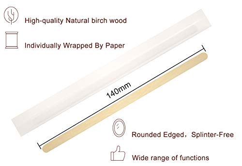 5.5 Inch 1000 Pcs Paper Wrapped Coffee Stirrers, Individually Wrapped Coffee Stirrers, Wrapped Stir Sticks Disposable Wood Coffee Sticks