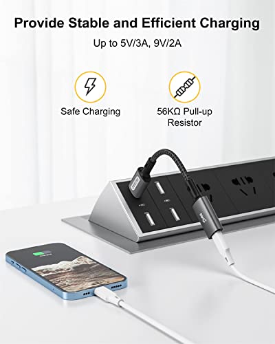 10Gbps USB C Female to USB Male Adapter 2 Pack, SAILLIN Double-Sided USB A to USB C Adapter with High-Speed Data Transfer &15W Charging for Laptop, Charger, Power Bank, Quest Link-Al Alloy, Braided