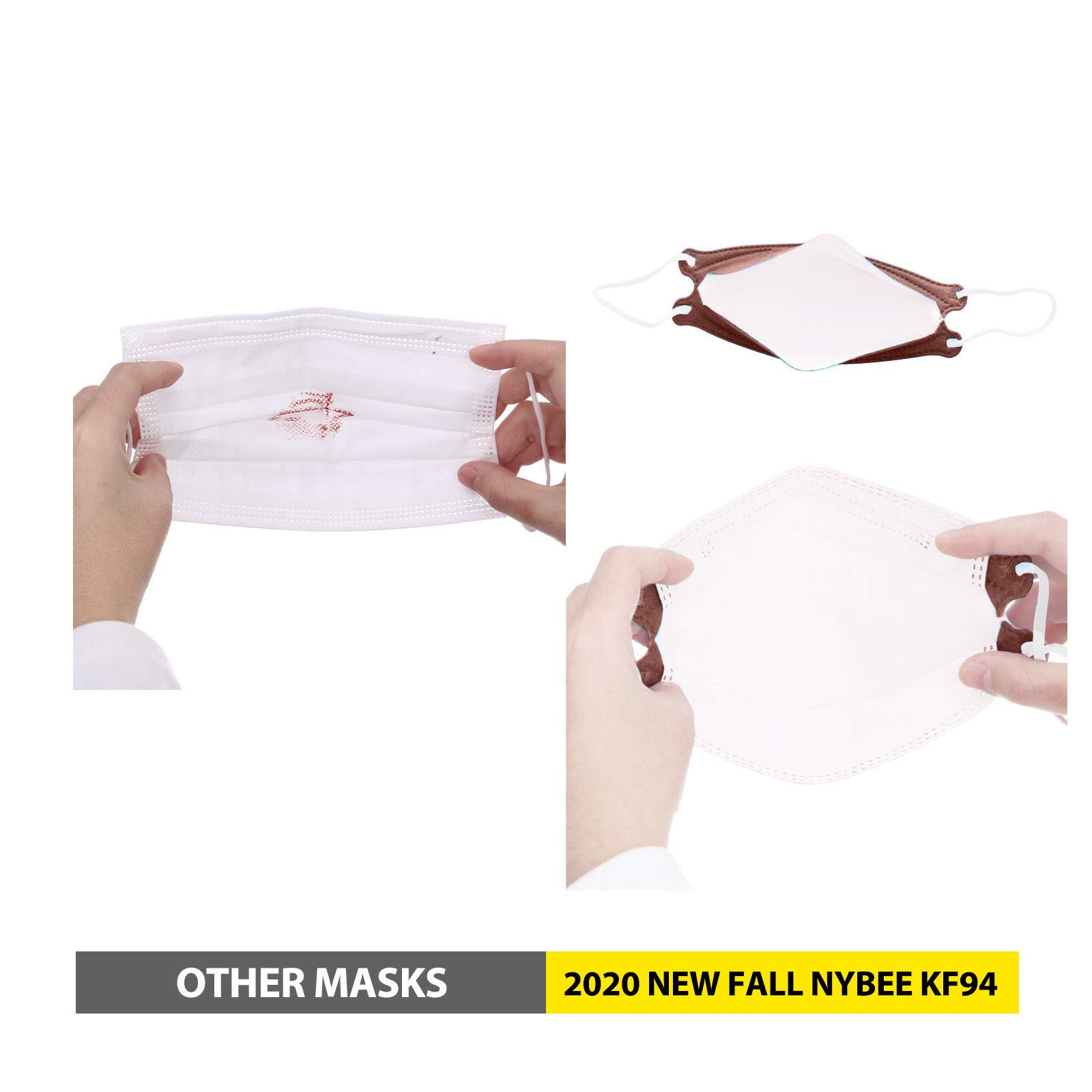 Akeman 50Pcs Adult Disposable KF94 Face_Mask [ Individual Package: 10pcs/Pack ]