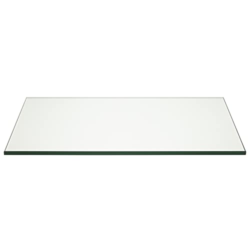16" x 30" Rectangle Tempered Clear Glass Table Top - 3/8" Thick with Flat Polish Edge