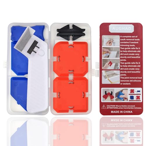 11 Piece Set ,Professional Caulking Tool Kit with Sealant Finishing Tools,Easy Silicone Caulking with Guides,Caulk Removal Tools and Fill Removal Tool Silicone Fill