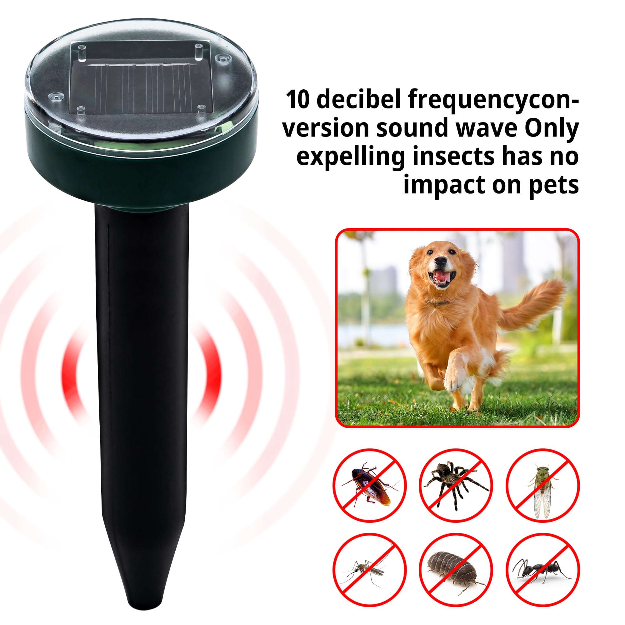 10 PK Mole Upgrade Solar Repellent for Lawns Gopher Repellent Ultrasonic Powered Mole Repellent Deterrent Snake Repeller Mole Repellent Outdoor Lawns Yard Garden