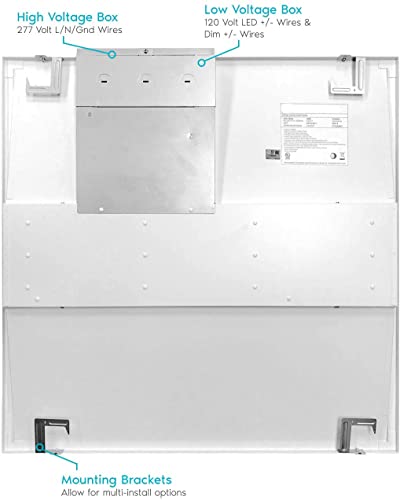 2x2 LED Troffer Center Basket Panel, Color Tunable 3000K/4000K/5000K, Watt Adjustable 20W/30W/40W-Up to 5000 Lumens, 0-10V Dimmable, 100-277V-ETL&DLC Qualified, 4-Pack
