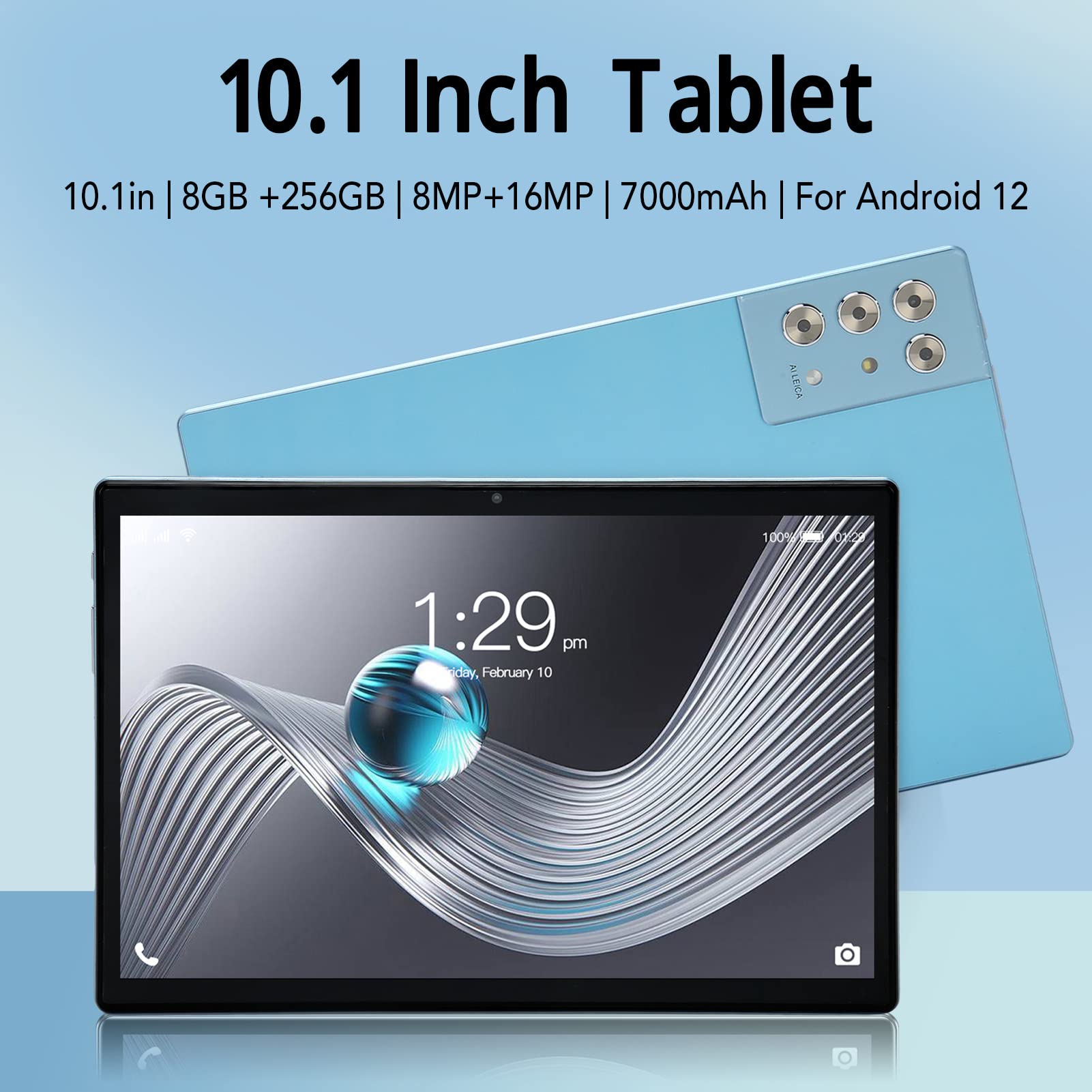 10.1 Inch Tablet, S30 pro 1960x1080 FHD Touch Screen 5G WiFi Dual Band Tablet PC for Android12, 8GB RAM 256GB ROM, 7000mAh Octa Core 4G LTE Tablet with 8MP 16MP Camera for Daily