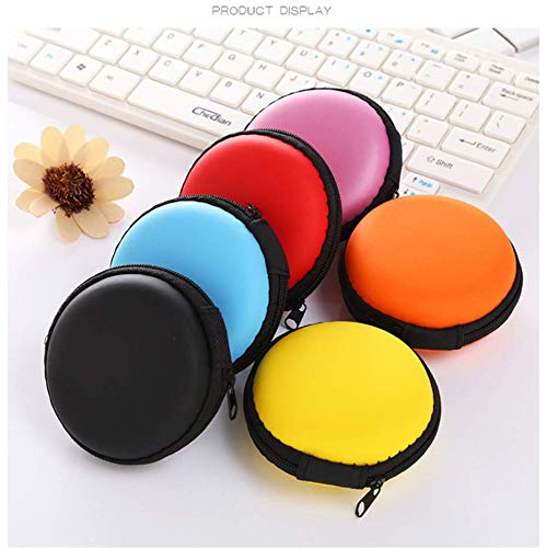 6PACK Portable Round Earphone Carrying Case Mini Pouch Storage for Smartphone Earphone Bluetooth Headset Storage Bags
