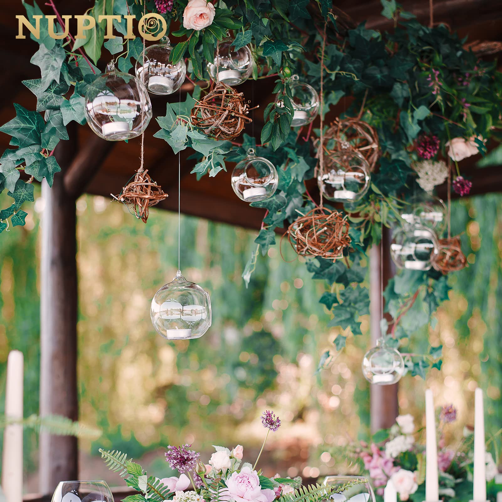 100 Pcs 3.15"/ 8cm Hanging Glass Tealight Holder Globe, Plant Terrariums Glass Orbs, Air Plants Tea Light Candle Holders, Home Decor Outdoor Garden (90 Pcs + 10 Pcs)