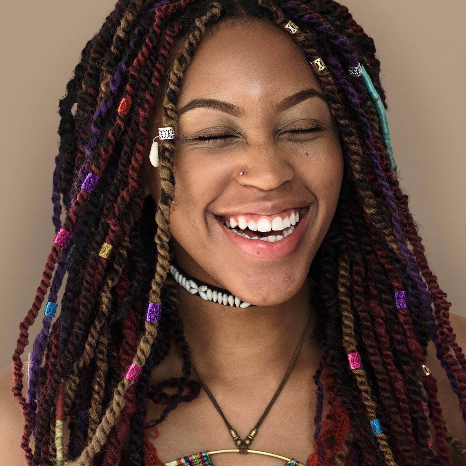 162 Pieces Hair Accessory Set - 12 Braiding Strings for Hair and 150 Metal Cuffs in Colorful Designs