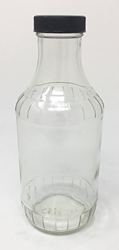 16 oz BBQ Glass Bottle with Black Plastic Lid 12-pack by Packaging For You