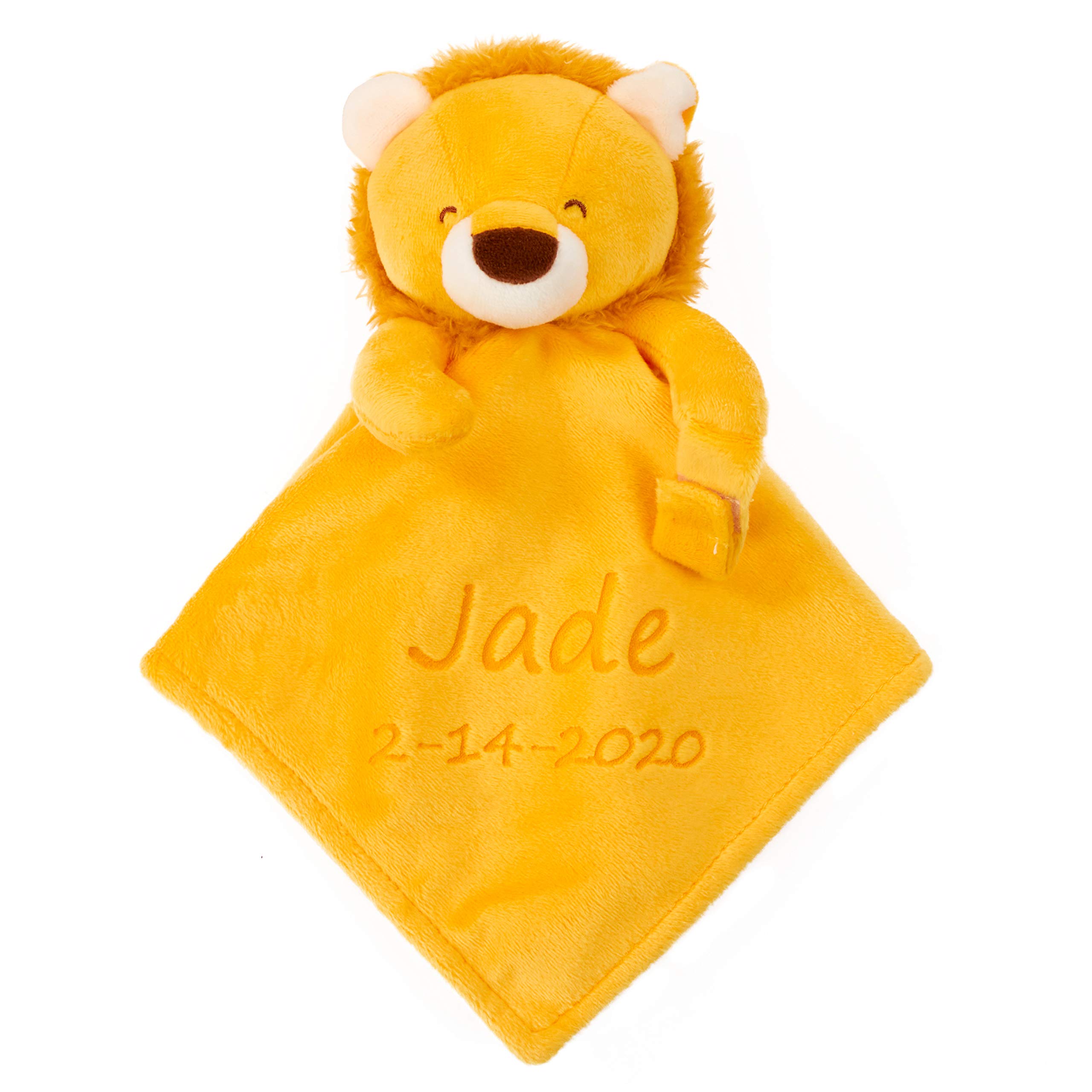12 Inches Personalized Lion Lovey Soft Security Blanket with Custom Name Gift for Baby