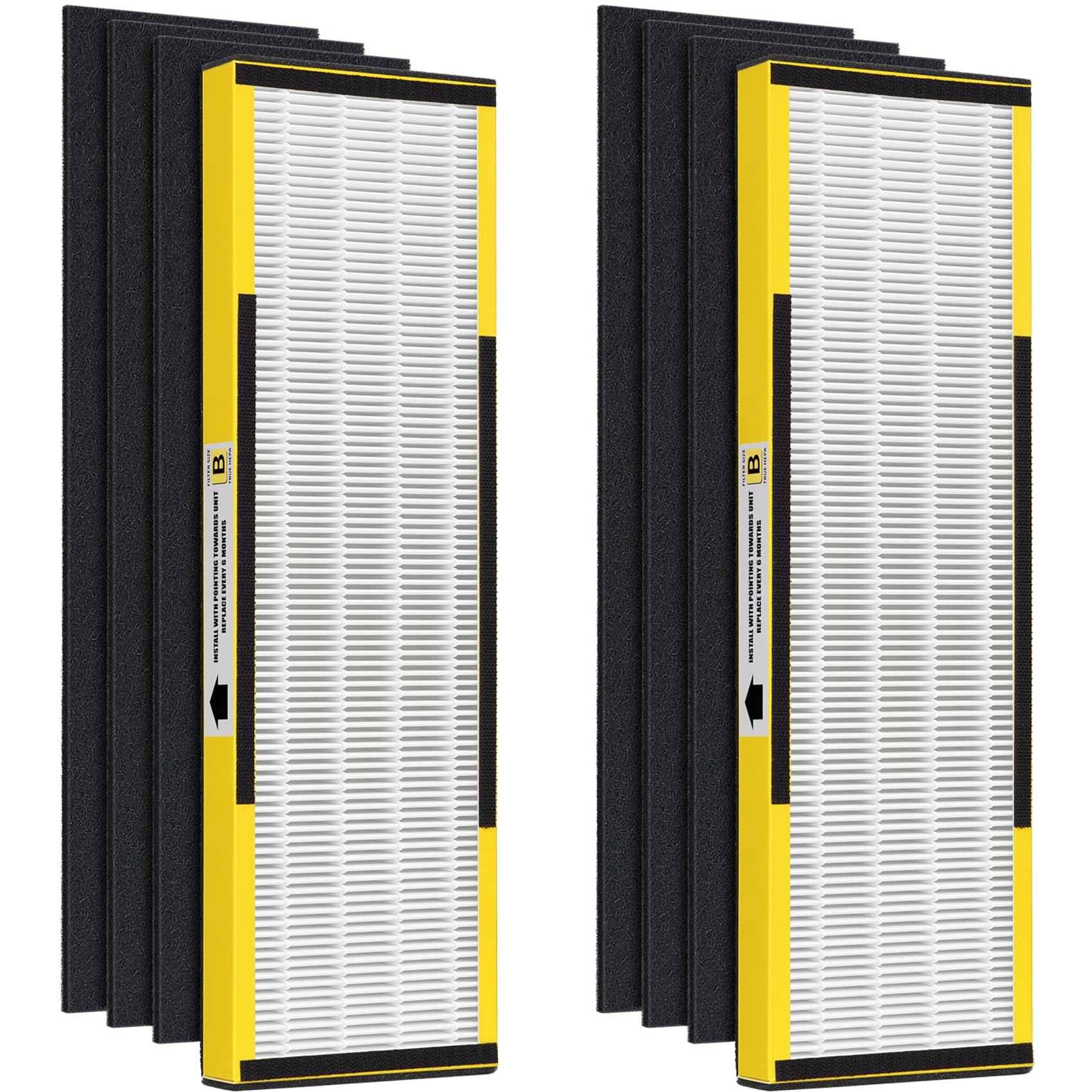 2 Pack FLT4825 True HEPA Filter B Replacement with 6 Activated Carbon Pre-Filters Compatible with Guardian AC4825 AC4300 AC4800 AC4900 AC4850 Air Purifier