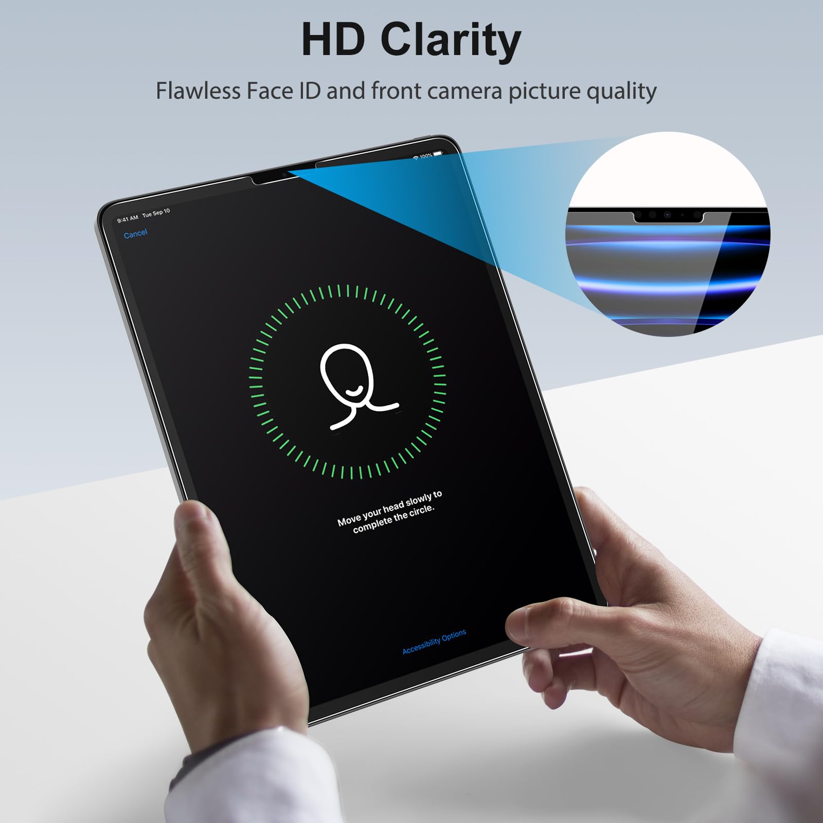 2+2 Pack SPARIN Screen Protector for iPad Pro 12.9 (2022/2021/2020) + Camera Lens Protector, Tempered Glass for iPad Pro 12.9 inch 6th/5th/4th Generation, Support Apple Pencil & Case Friendly