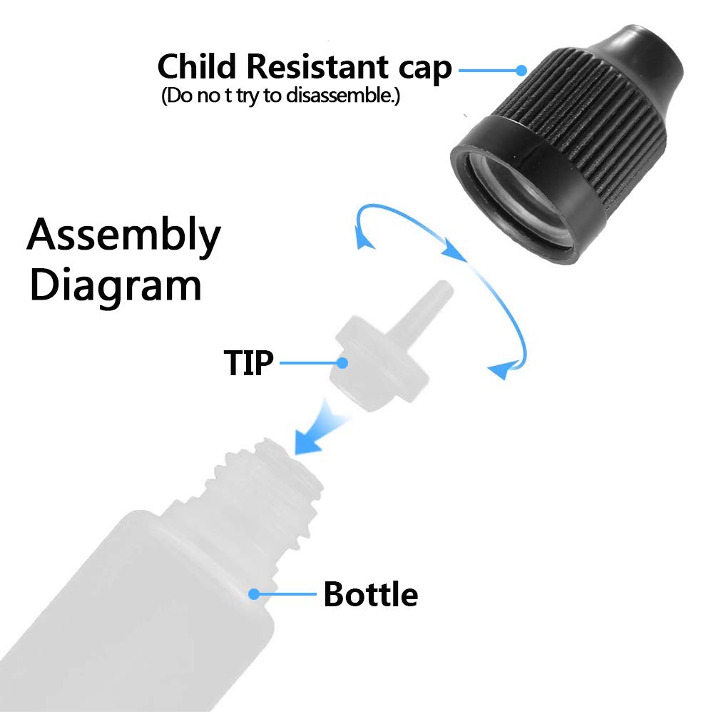 20 Pack 30mL LDPE Plastic Unicorn Dropper Bottle 1 oz E-liquid Ink Liquid Applicator Squeezable Bottles with Childproof Cap and Thin Tip (Black)
