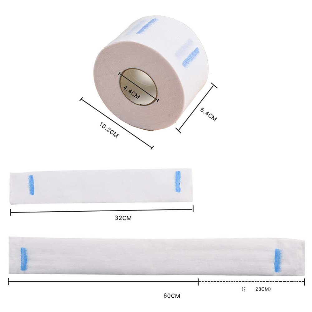 2 Rolls Disposable Barber Scarf Paper Stretchy Neck Strips Wraps Band Hairdressing Tools for Spa Massage Hair Cutting Styling Salon Supplies, White (100 pcs per roll)