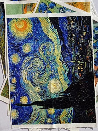 7 pcs of 20x25cm high Precision Printed Painting of Van Gogh Cotton Canvas,Fabric for Sewing,Fabric for Making Bags, Quilting,Wall Decor,Cotton DIY Sewing Materials Fabric