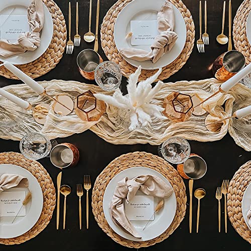 2 Pack Table Runners - SGAOFIEE 10ft Beige Cheesecloth Table Runner,35x120 inches Boho Table Runner,Rustic Sheer Table Decor for Romantic Bridal Shower, Baby Shower, Birthday Party Cake Table(Beige)