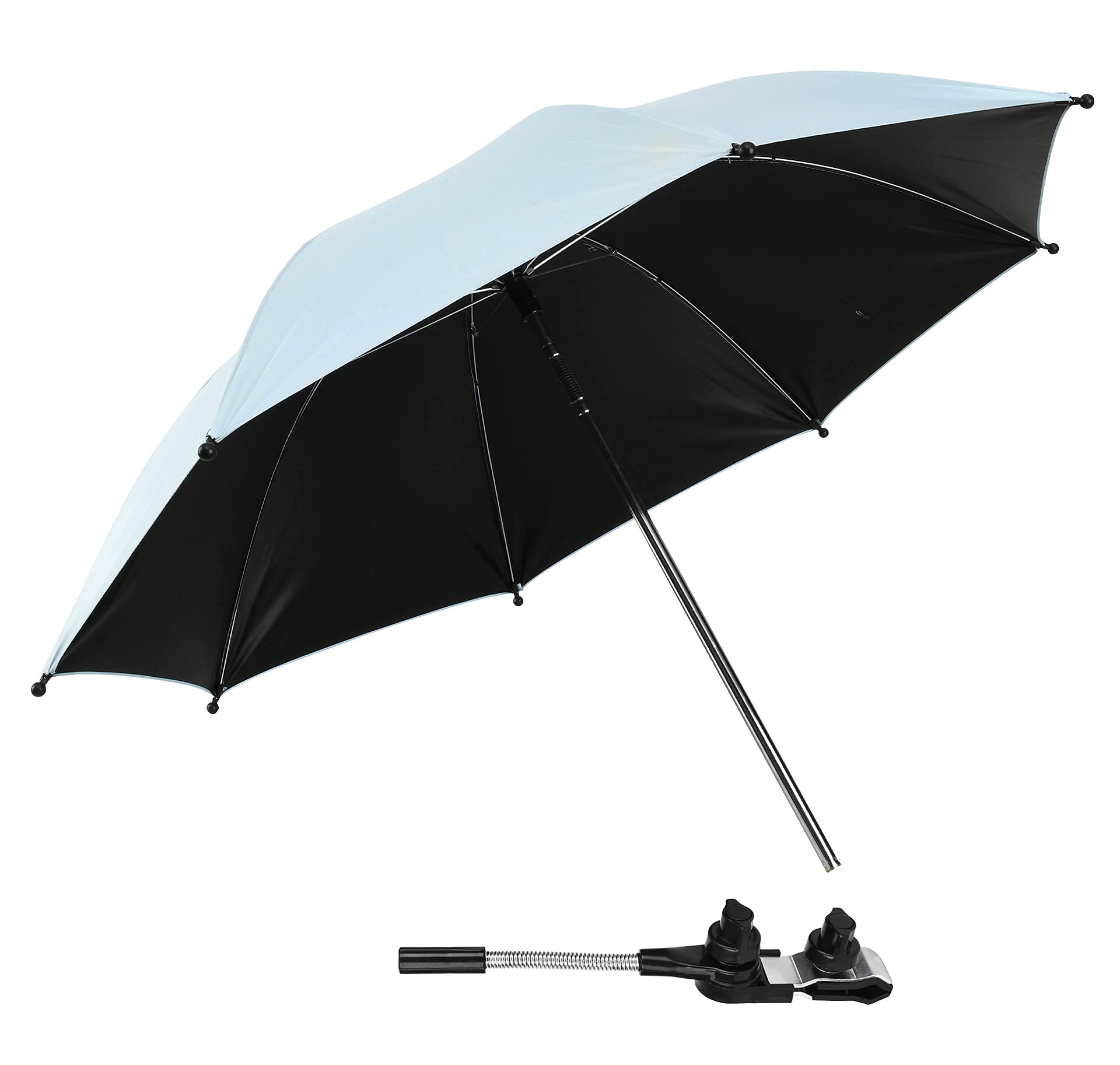 Baby Strollers Umbrella with Adjustable Clamp,Children Buggy Sun-Proof Parasol with Clip On UPF 50+ Great for Pushchair Pram (Blue)