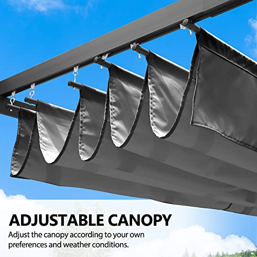 10x10ft Pergola Retractable Pergola Canopy,Aluminum Pergola Shelter with Polyester Sun and Rain-Proof Canopy,Aluminum Outdoor Pergola for Patio,Yard and Garden(Grey)