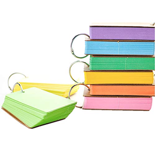 300Pcs Multicolor Kraft Paper Blank Flash Cards Study Cards Note Cards with Binder Ring for Bookmark/DIY Greeting Card/Index Card Stock for School Home Office Use, 90 * 55MM