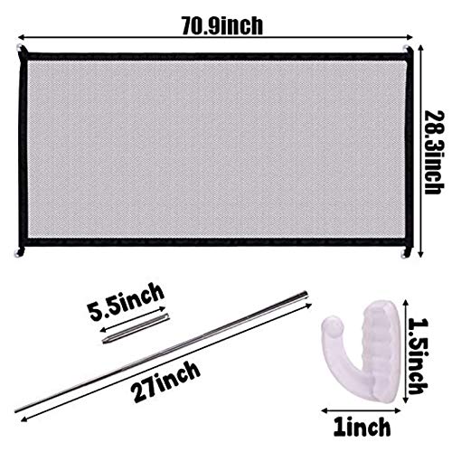 70.9"x28.3" Pet Gate,Baby Gate,Magic Gate Portable Folding mesh gate Safe Guard Isolated ,Indoor and Outdoor Safety Gate Install Anywhere (Black)
