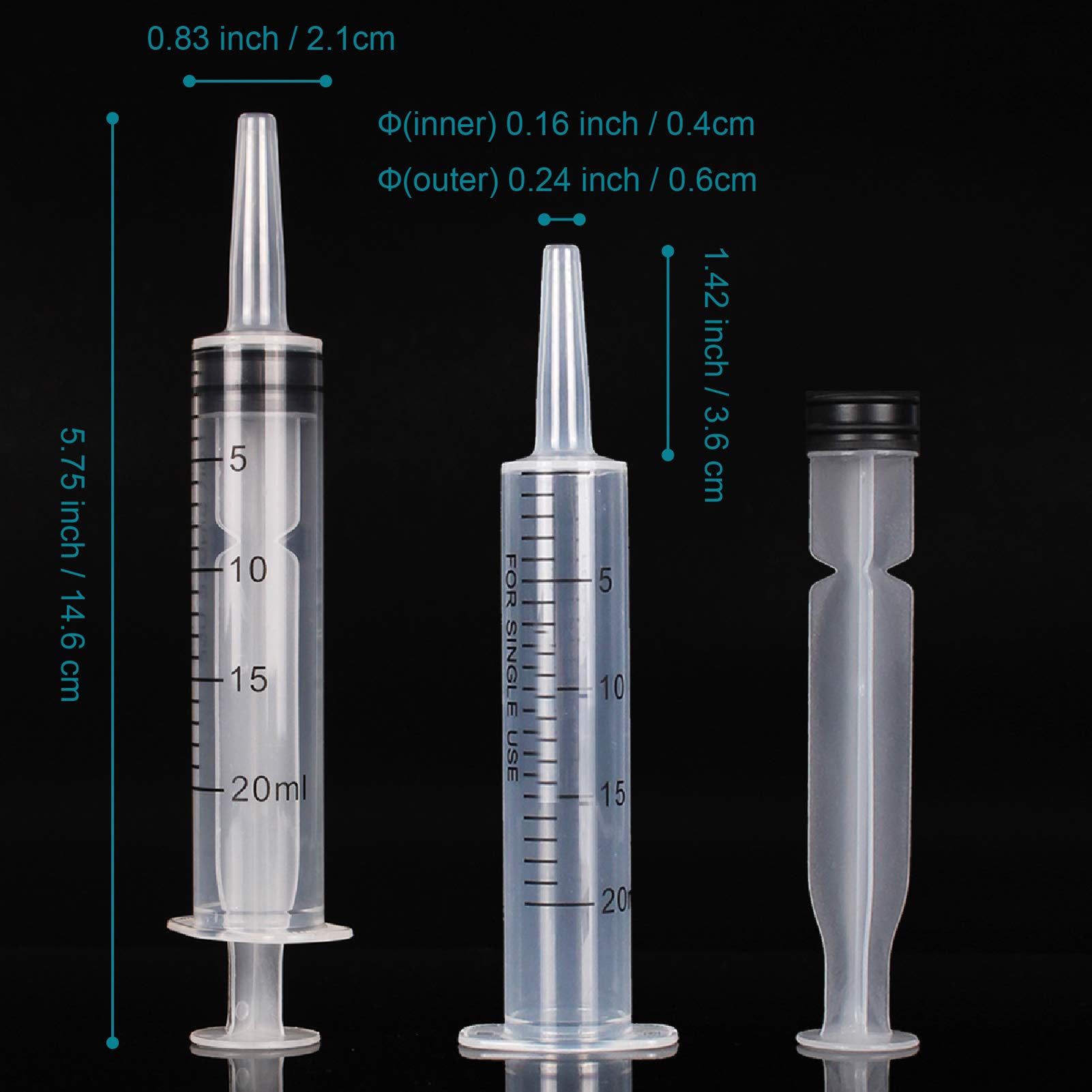 10Pack 20ml Syringe for Liquid - Syringes without Needle - 20 ml Sterile Packed Plastic Syringe for Medicine Student Lab Measuring Liquids and Pet Feeding Oral Food, Jello Shot (10 Pack 20cc )