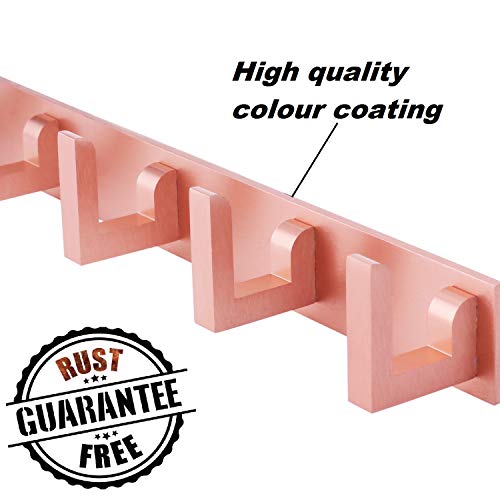 DOCOSS-Coat Rack Wall Mounted Coat Hooks Rail Wall Hooks Coat Hangers for Wall Hat Rack for Hanging Coats,Hats,Jacket,Clothes(Set of 2,Rose Gold)