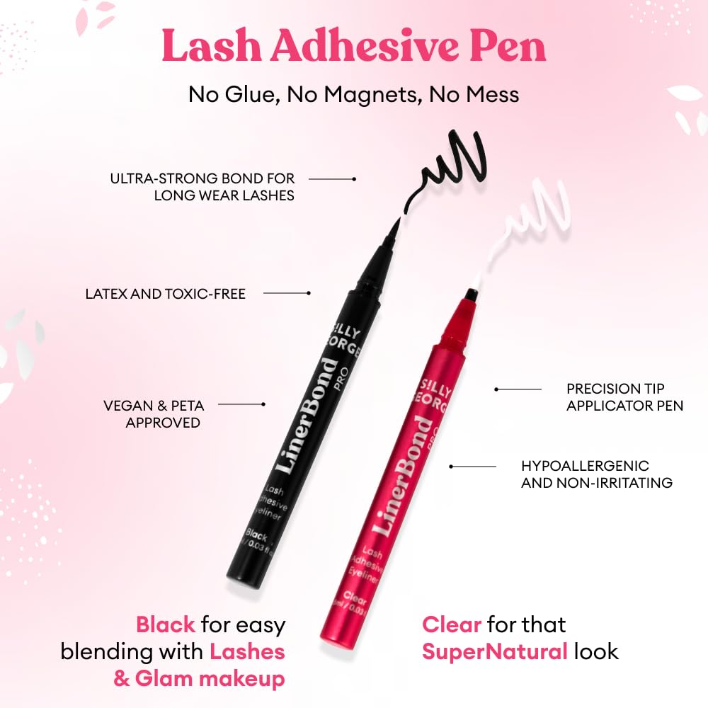 Silly George LinerBond Pro | Strong Lash Adhesive Eyeliner | No Magnets or Glue, Mess Free, Lightweight, Long Wear, Weatherproof (Clear)