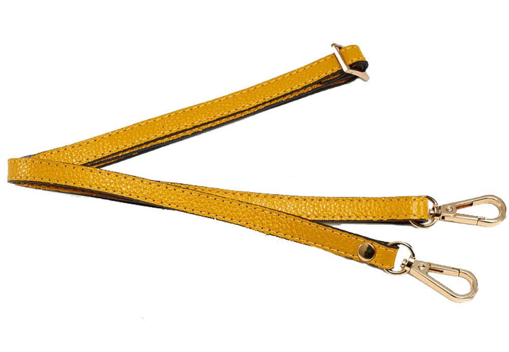 12mm Replacement Genuine Leather Purse Straps Adjustable Crossbody Shoulder Handbags Goldtone Buckles (130cm/51.2"(Adjustable), Yellow)